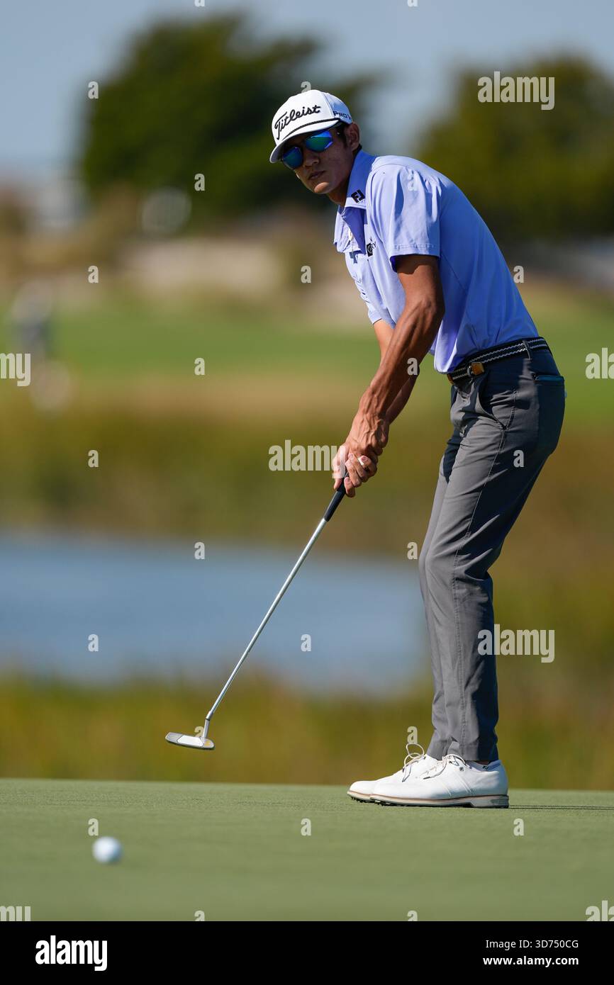 Ricky Castillo putts on the 12th green during the final round of the ...