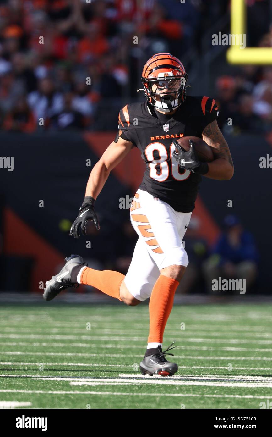 Cincinnati Bengals wide receiver Andrei Iosivas (80) runs after a catch ...