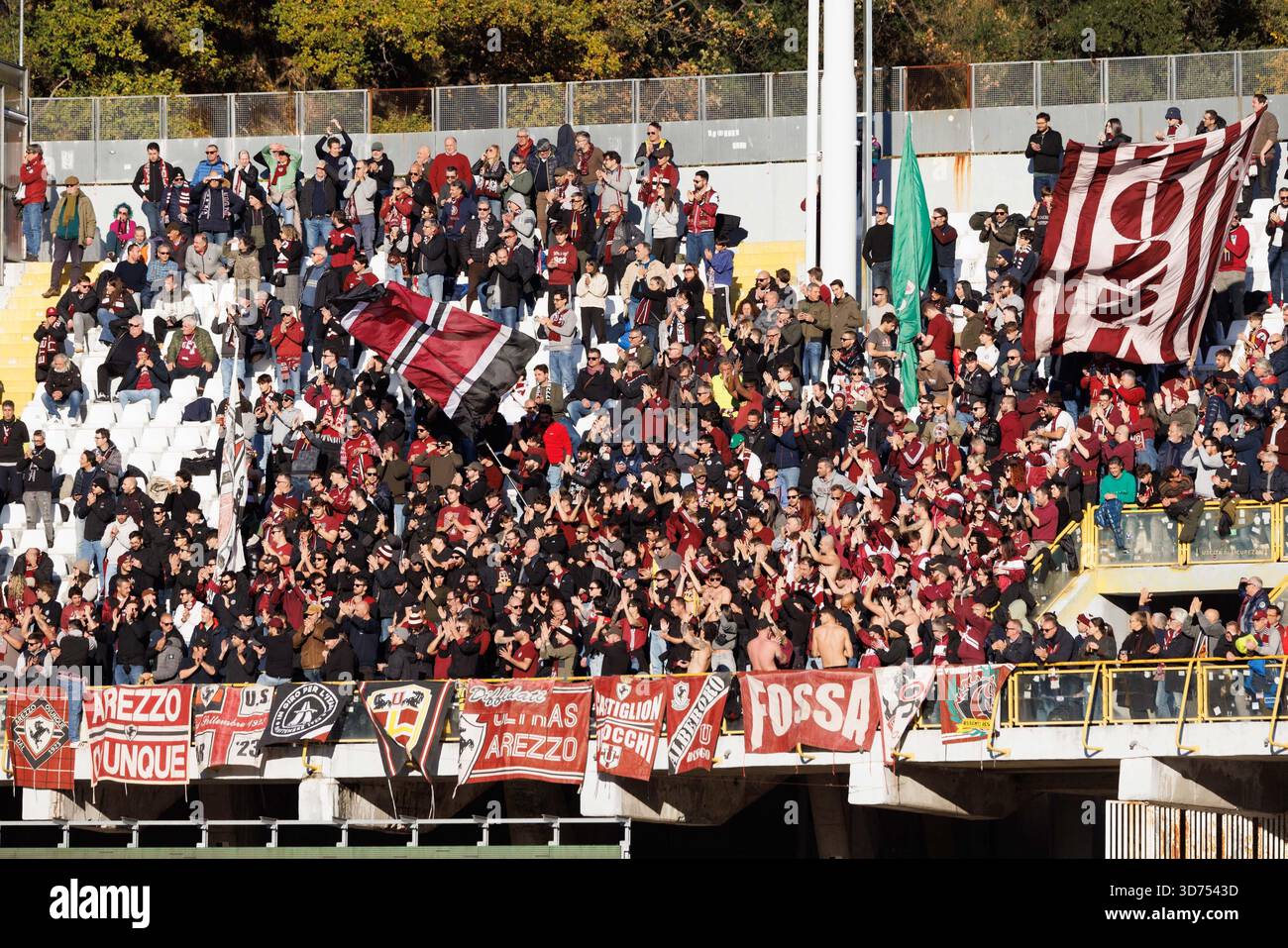 SS Arezzo supporters are seen during the match between Ascoli Calcio ...