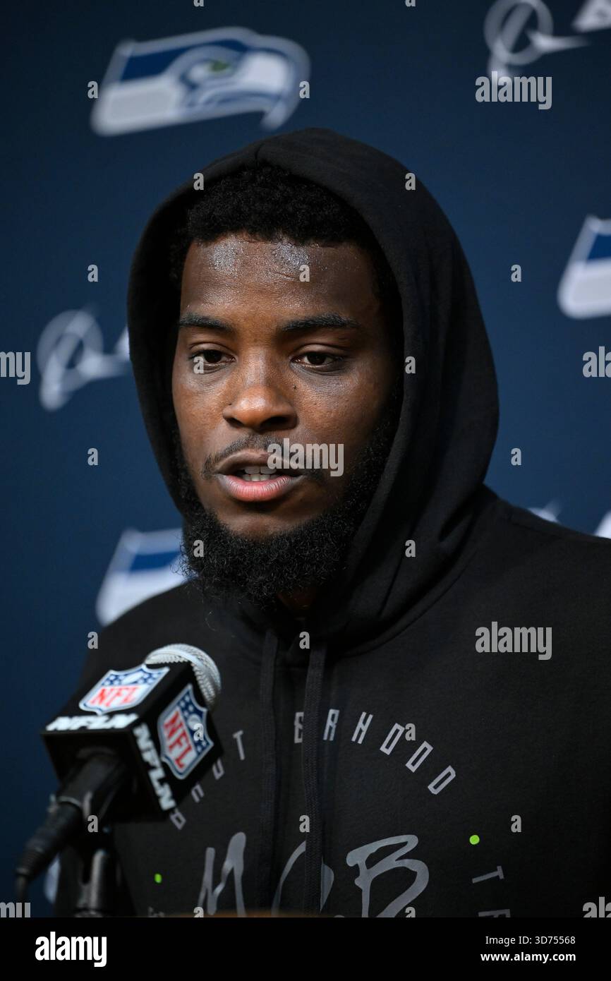 Seattle Seahawks cornerback Devon Witherspoon (21) during a news ...