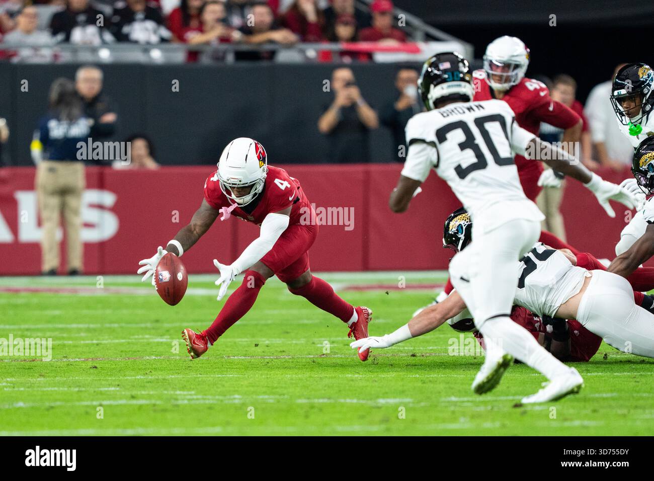 Arizona Cardinals wide receiver Greg Dortch (4) drops the ball during ...