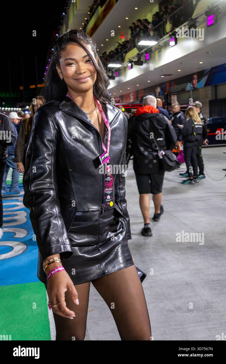 Chanel Iman attends the grid during the Grand Prix at Formula 1 in Las ...