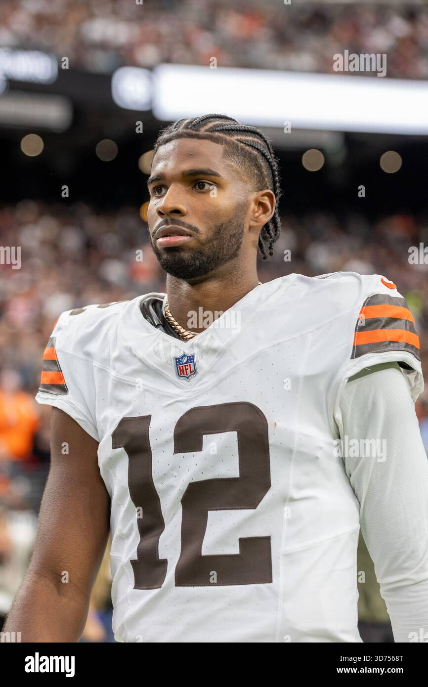 Cleveland Browns quarterback Shedeur Sanders (12) against the Las Vegas ...