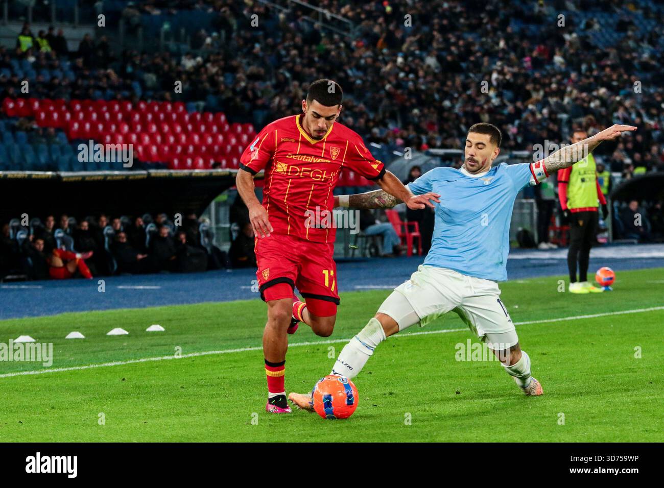 Danilo Veiga of US Lecce and Mattia Zaccagni of SS Lazio during SS ...