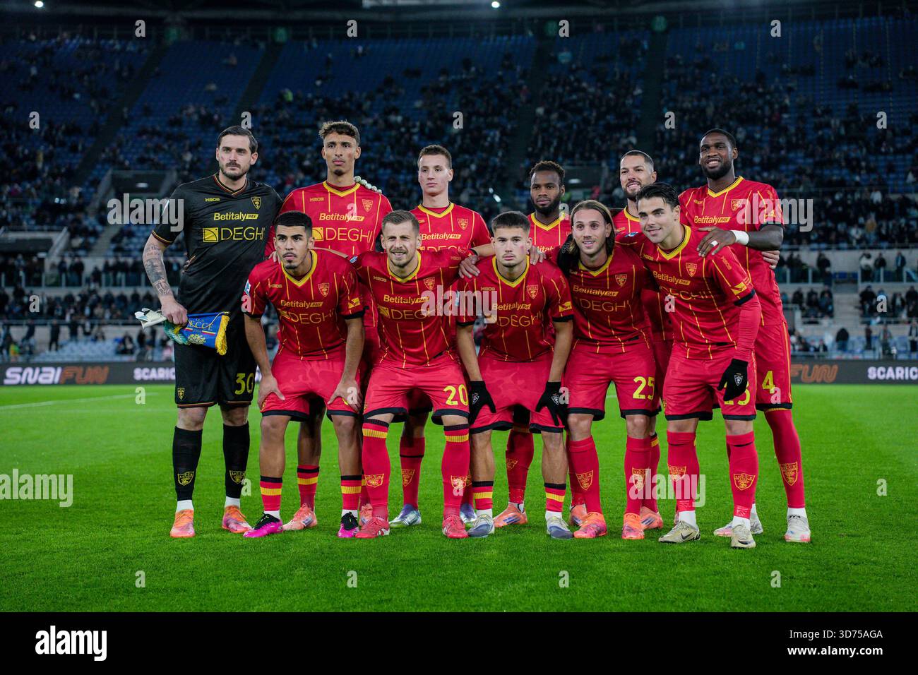 US Lecce team during SS Lazio vs US Lecce, Italian soccer Serie A match ...