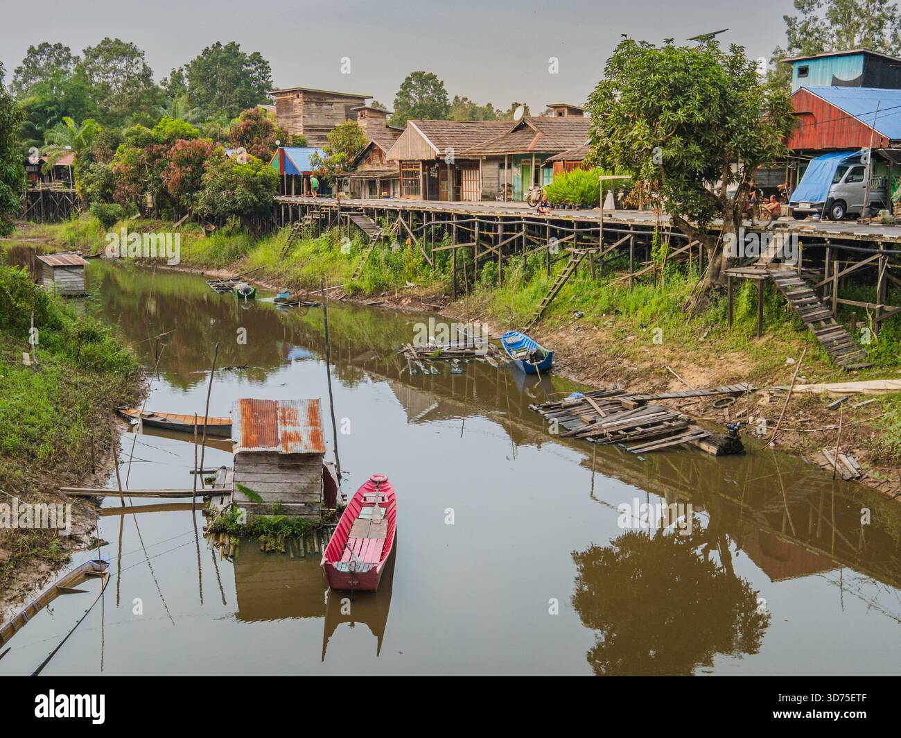 West Kutai, Indonesia - October 11 2025. a traditional Indonesian stilt ...