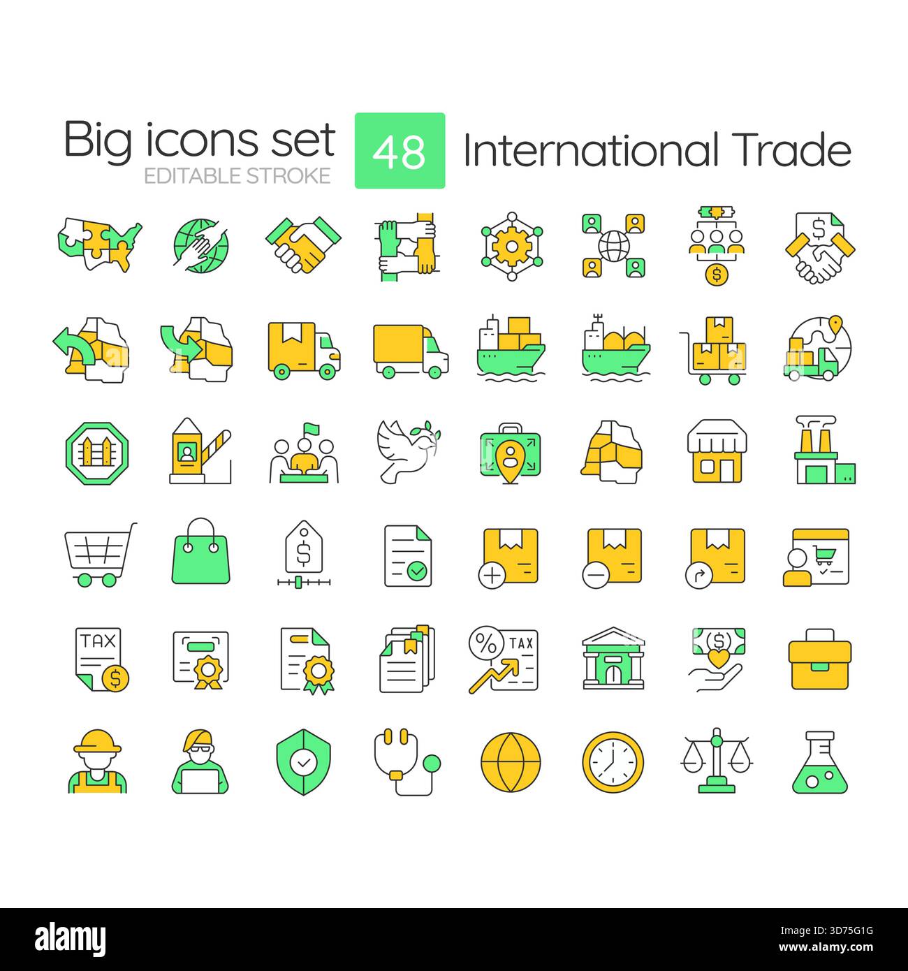 Trade icons set cartoon hi-res stock photography and images - Alamy
