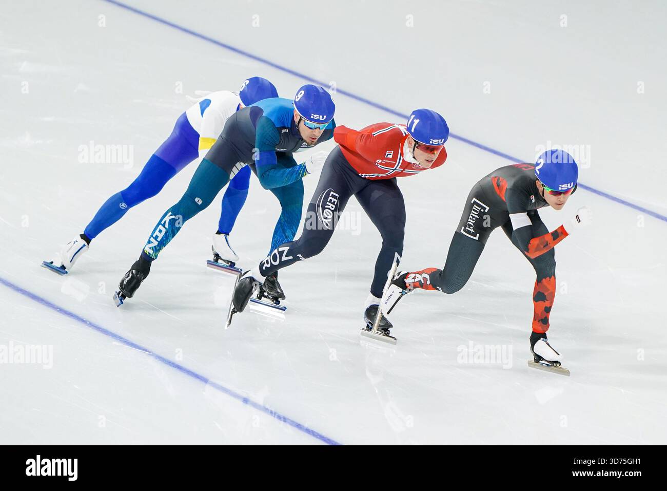 CALGARY, CANADA - NOVEMBER 23: Yankun Zhao of Canada, Bjørn Magnussen ...