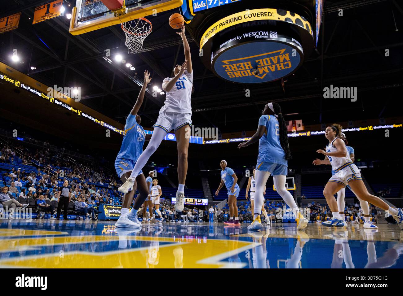 UCLA center Lauren Betts lays the ball up against Souther during the ...