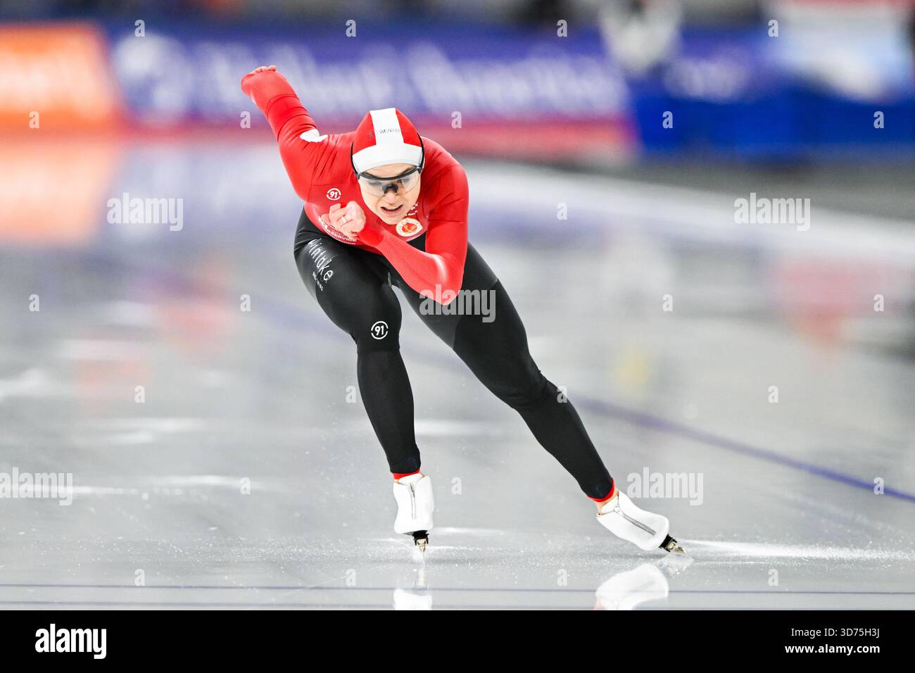 CALGARY, AB - NOVEMBER 23: Sofia Thorup (DEN) races during the 2nd 500m ...