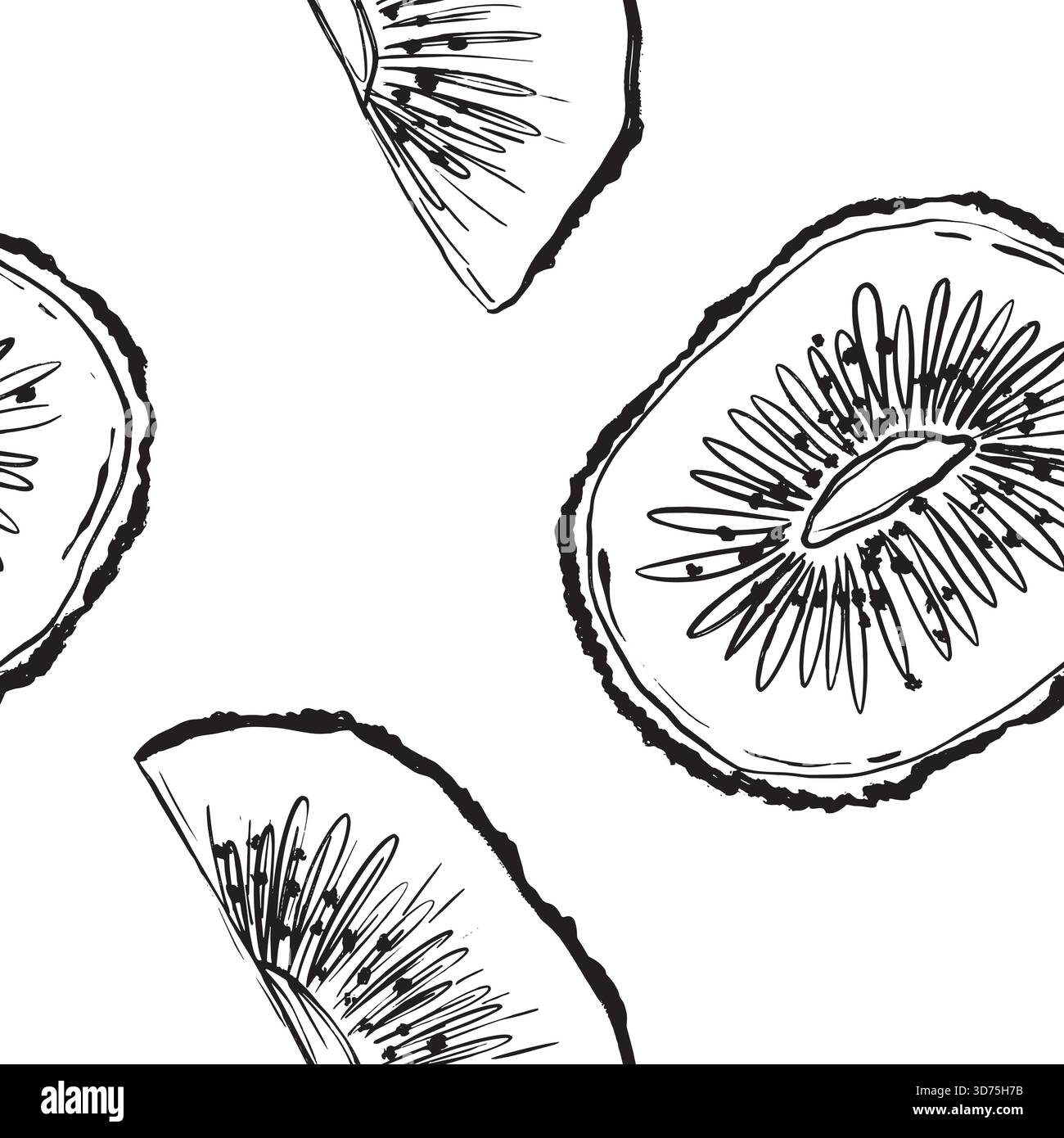 Pattern fresh kiwi fruit Black and White Stock Photos & Images - Alamy