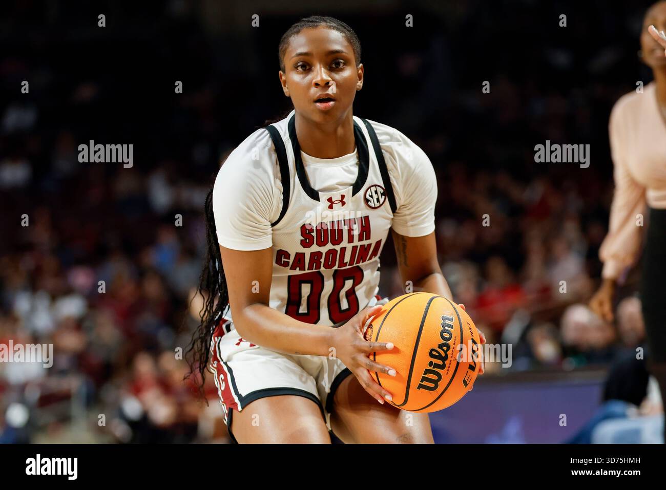South Carolina guard Ta'Niya Latson controls the ball against Queens of ...
