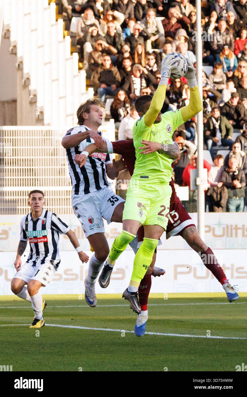 Gabriele Gori of Ascoli, Matteo Gilli and Giacomo Venturi of SS Arezzo ...