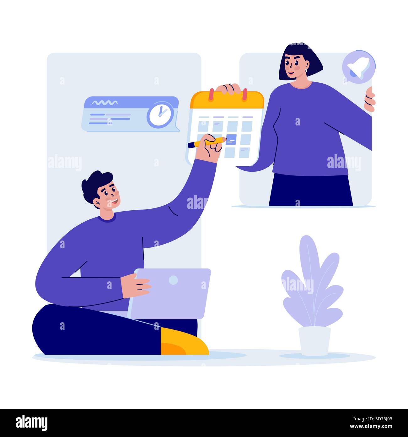 Teamwork Collaborative Appointment Scheduling Vector Illustration Stock ...