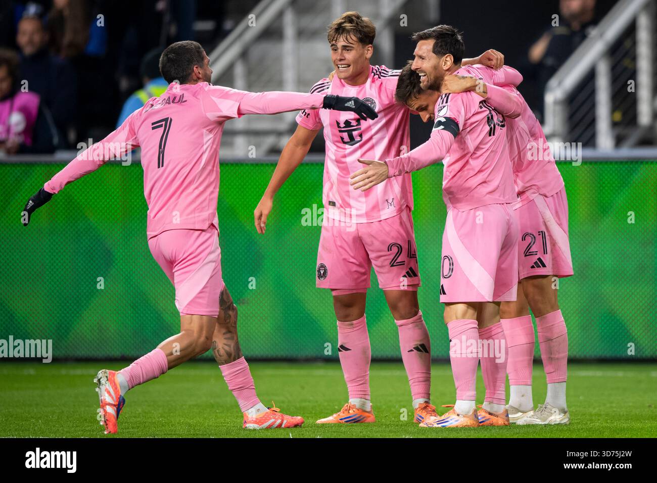 Inter Miami midfielder Fafà Picault (7) celebrates with forward Mateo ...