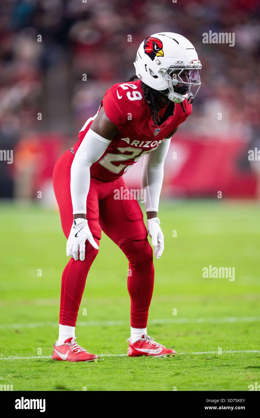 Arizona Cardinals cornerback Denzel Burke (29) gets ready for a play ...