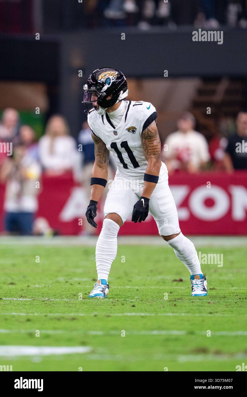 Jacksonville Jaguars wide receiver Parker Washington (11) lines up for ...