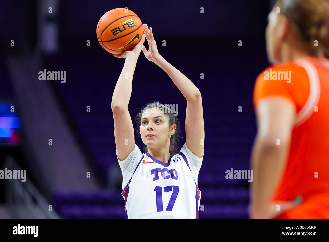 Fort Worth, Texas, USA. 23rd Nov, 2025. TCU's CLARA SILVA (17) attempts ...