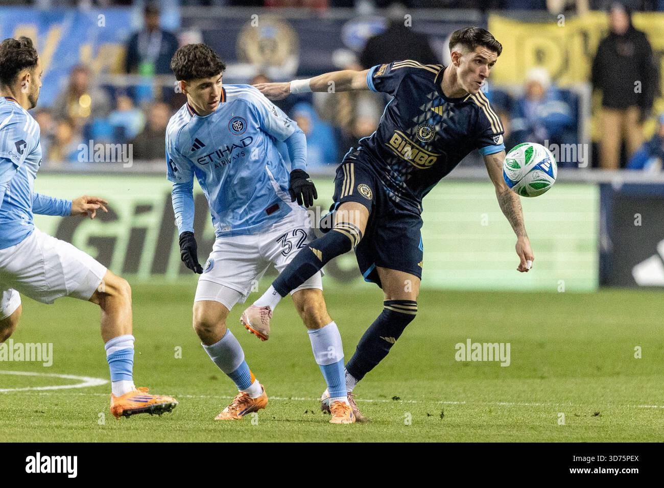 Philadelphia Union defender Kai Wagner (27) keeps the ball away from ...