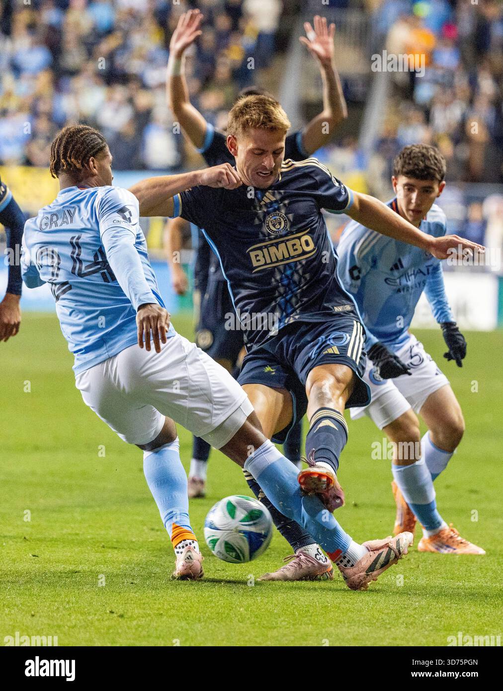 Philadelphia Union forward Bruno Damiani (20) kicks the ball past New ...