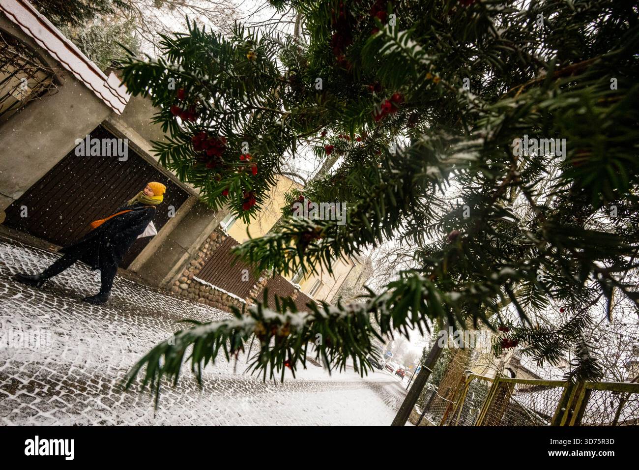 People walks under falling snow hi-res stock photography and images - Alamy