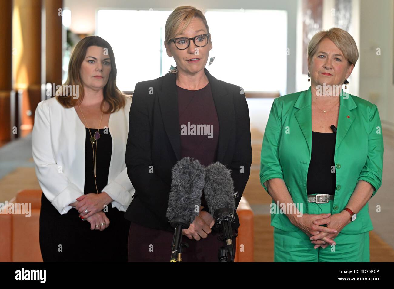 Greens senators Sarah Hanson-Young, Larissa Waters and Barbara Pocock ...