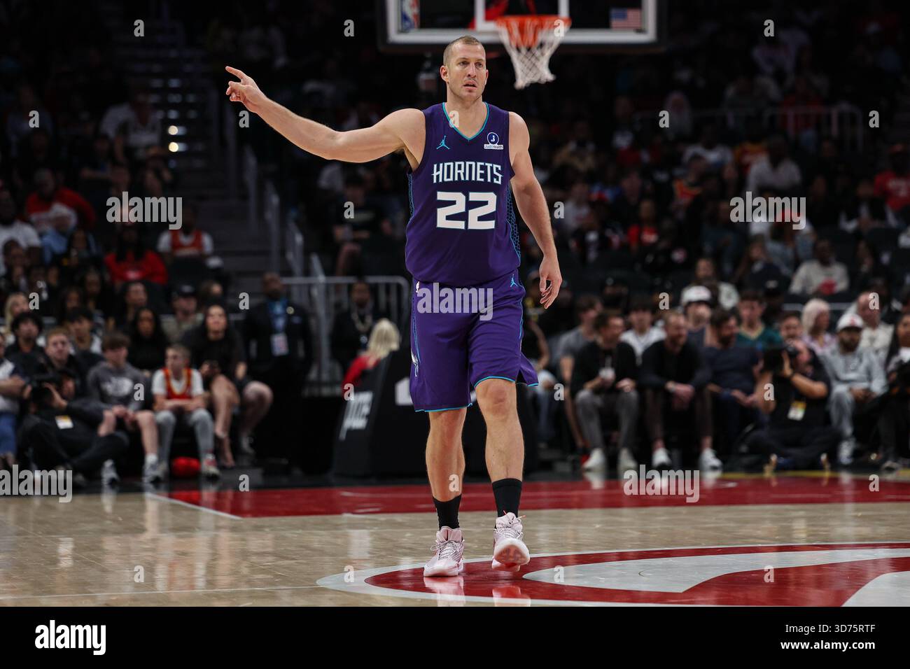 Charlotte Hornets center Mason Plumlee (22) reacts during the first ...