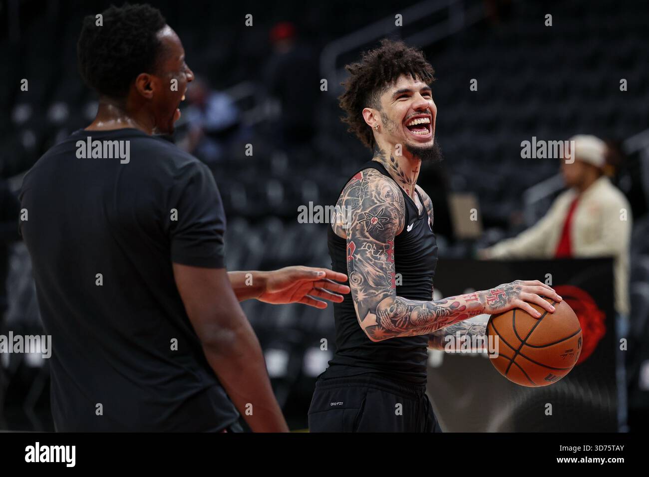Charlotte Hornets guard LaMelo Ball, react, reacts with Atlanta Hawks ...