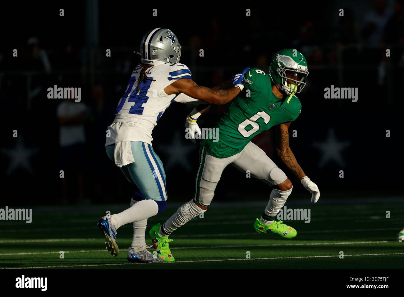 Philadelphia Eagles wide receiver DeVonte Smith (6) runs runs a pass ...