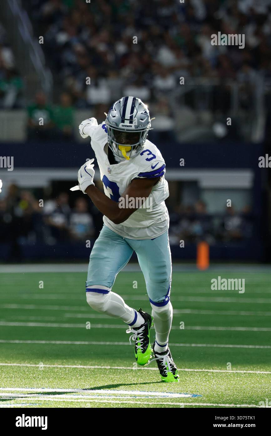 Dallas Cowboys wide receiver George Pickens (3) runs a pass route ...