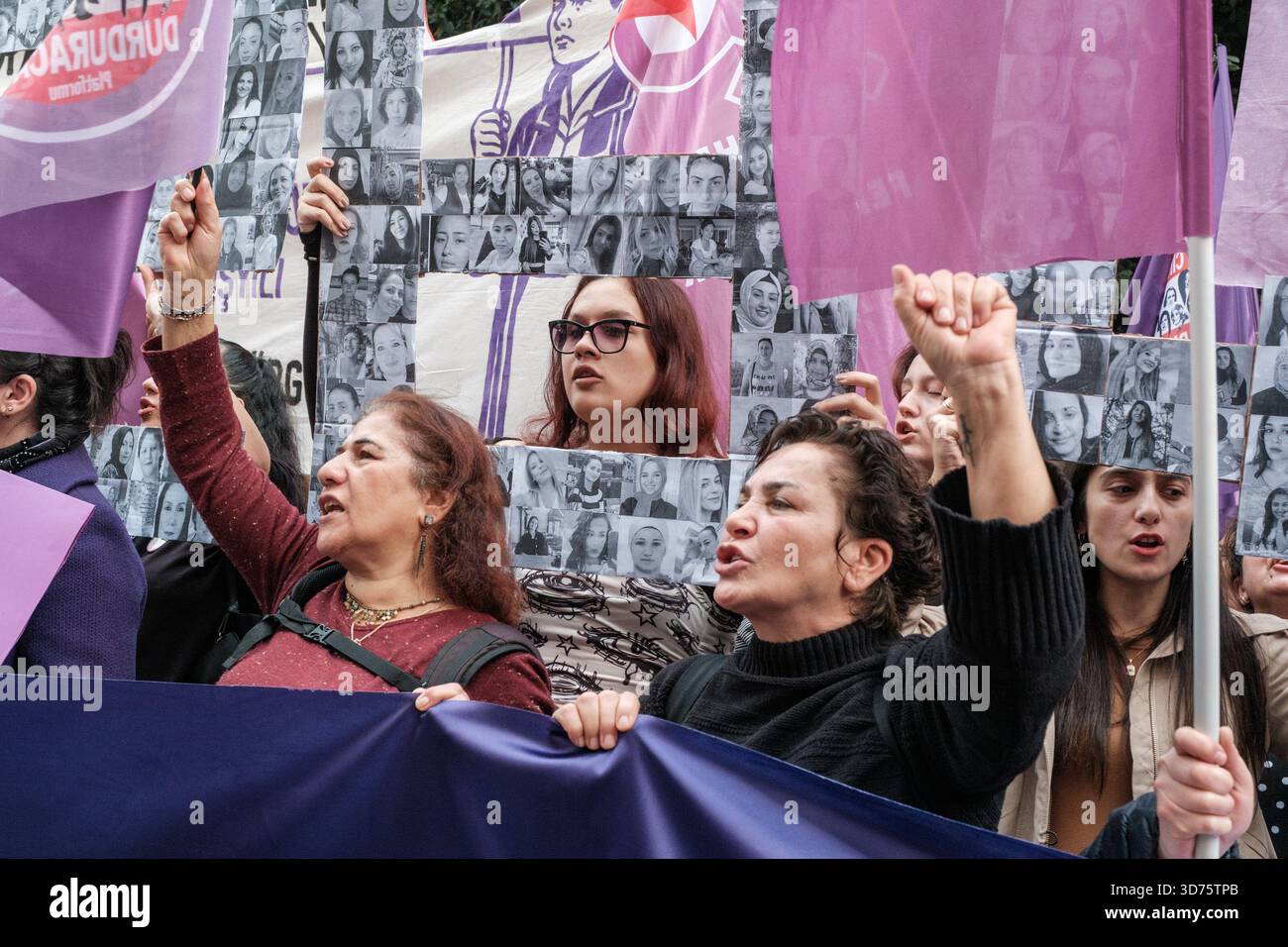Women chant slogans during the rally.. Women gathered in Istanbul to ...