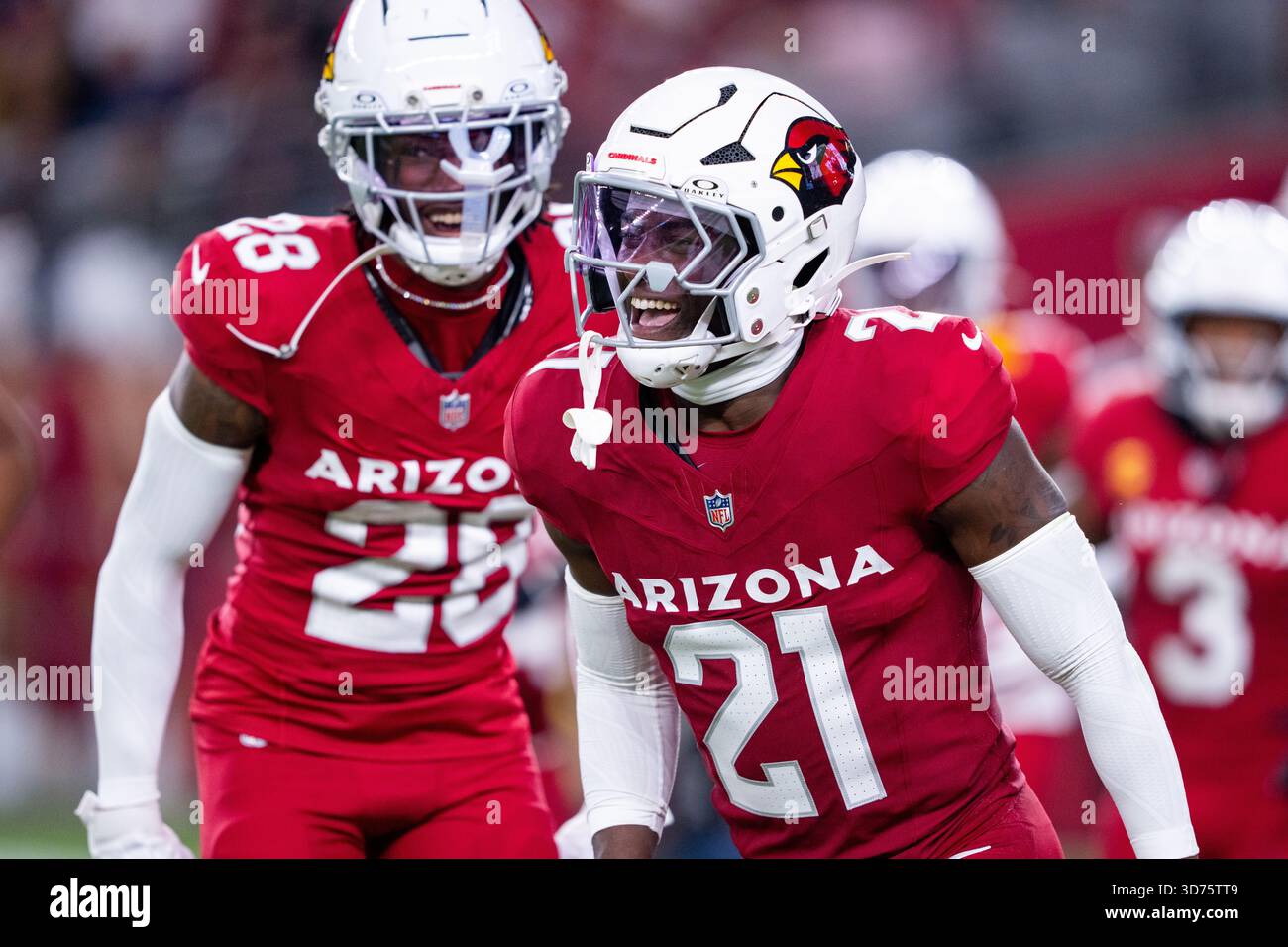Arizona Cardinals cornerback Garrett Williams (21) celebrates an ...