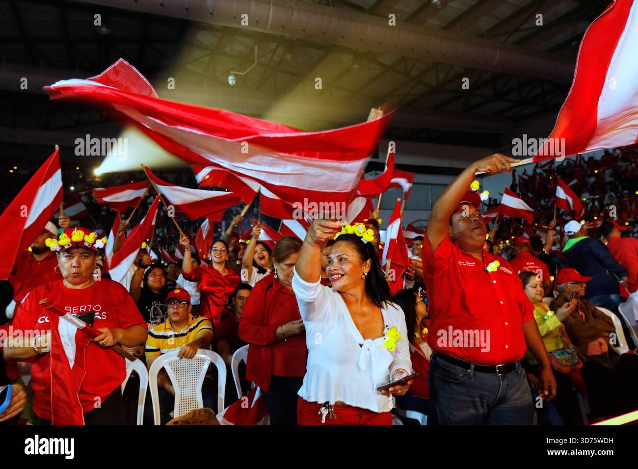 Supporters of the Liberal Party cheer for presidential candidate Salvador Nasralla during his ...