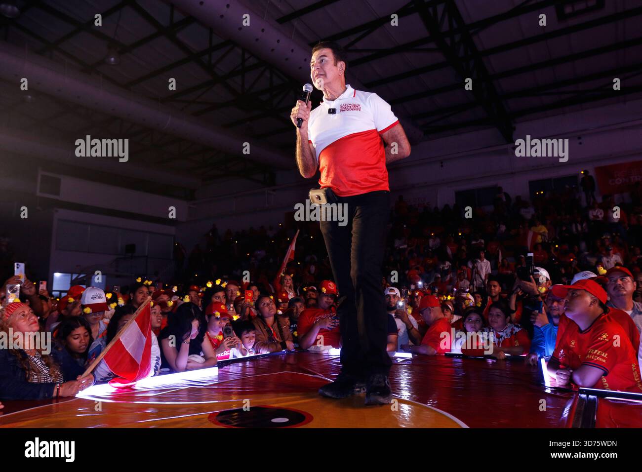 Salvador Nasralla, the Liberal Party's presidential candidate, holds his campaign's closing ...