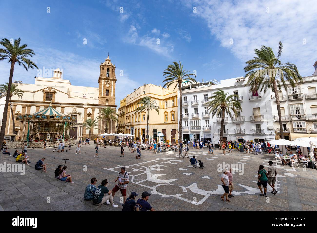 Cadiz, Andalucia, Spain, plaza de la catedral restaurants and square ...