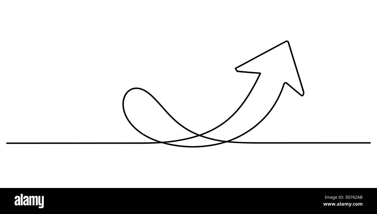 Continuous line art of an upward arrow symbolizing growth and progress ...