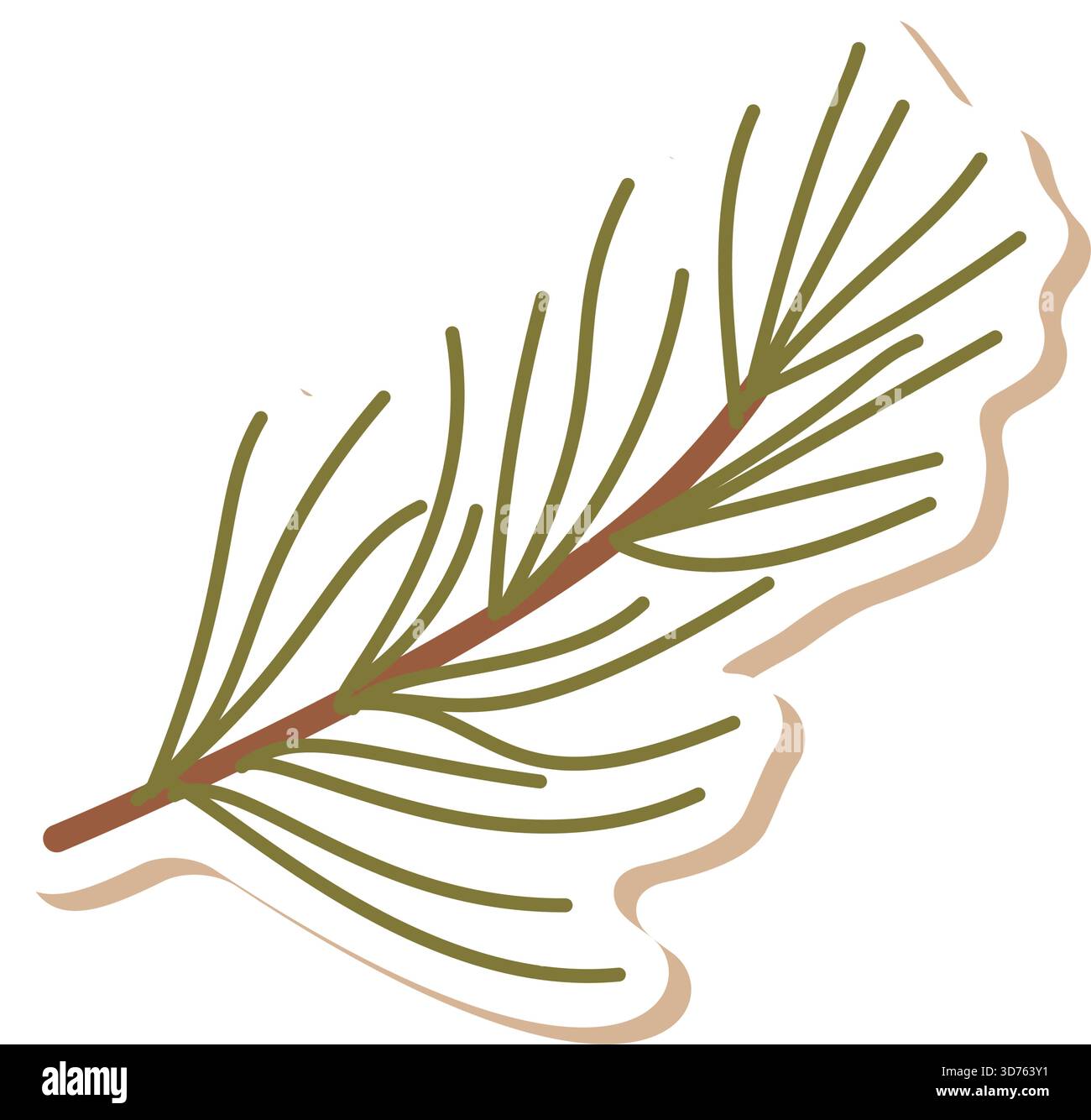 Flat Green Pine Branch Sticker Ornament Stock Vector Image & Art - Alamy