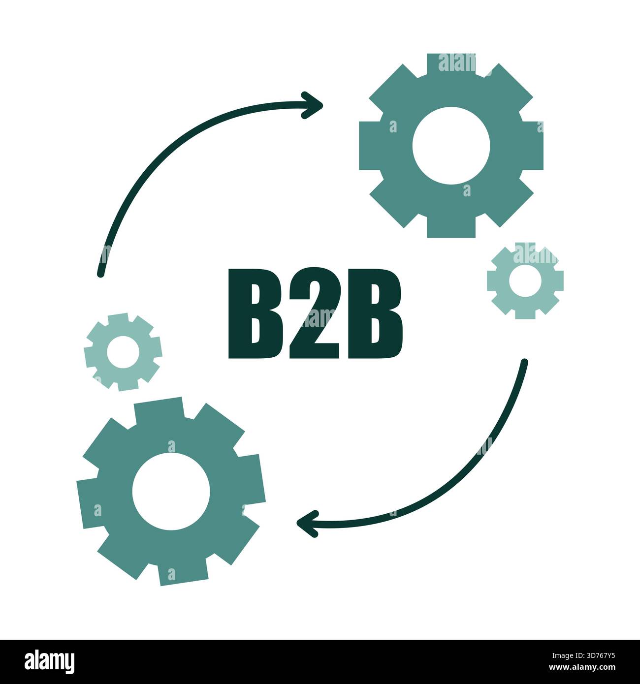B2B business icon. Gear arrow symbol. Company trade Vector. Corporate ...