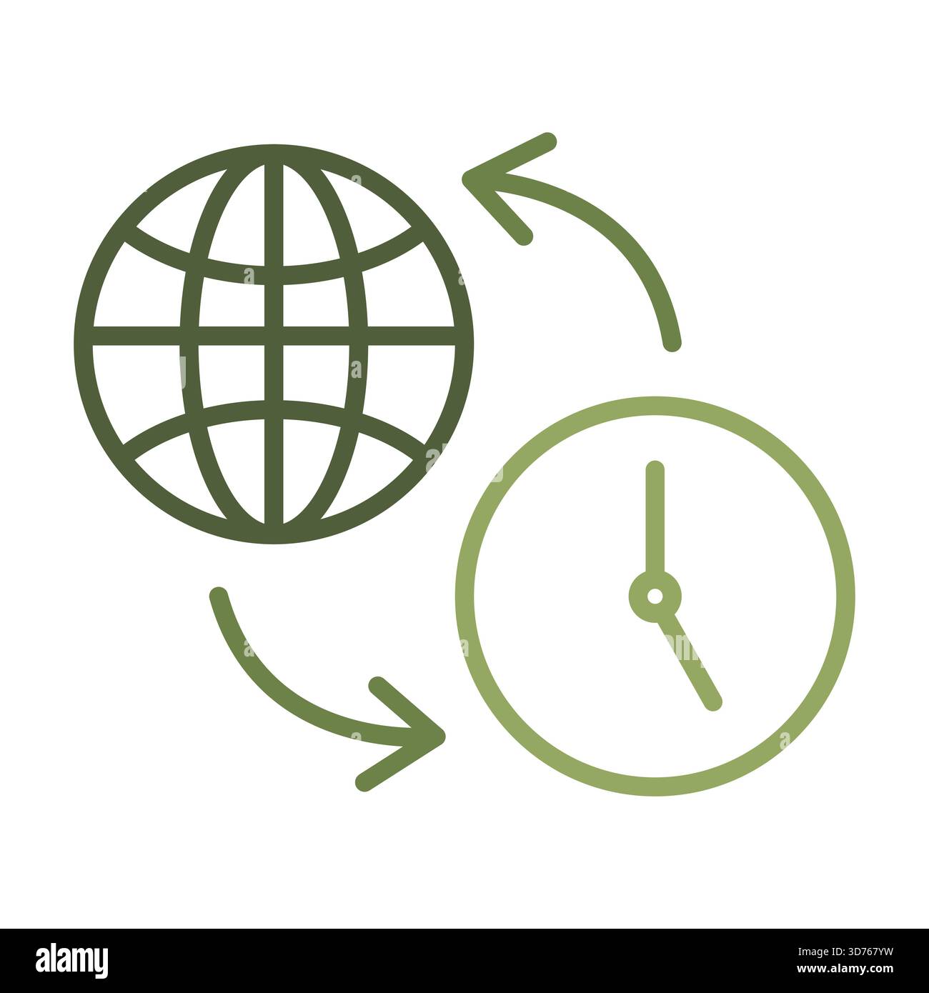 Global time sync. World clock arrows. International schedule Vector ...