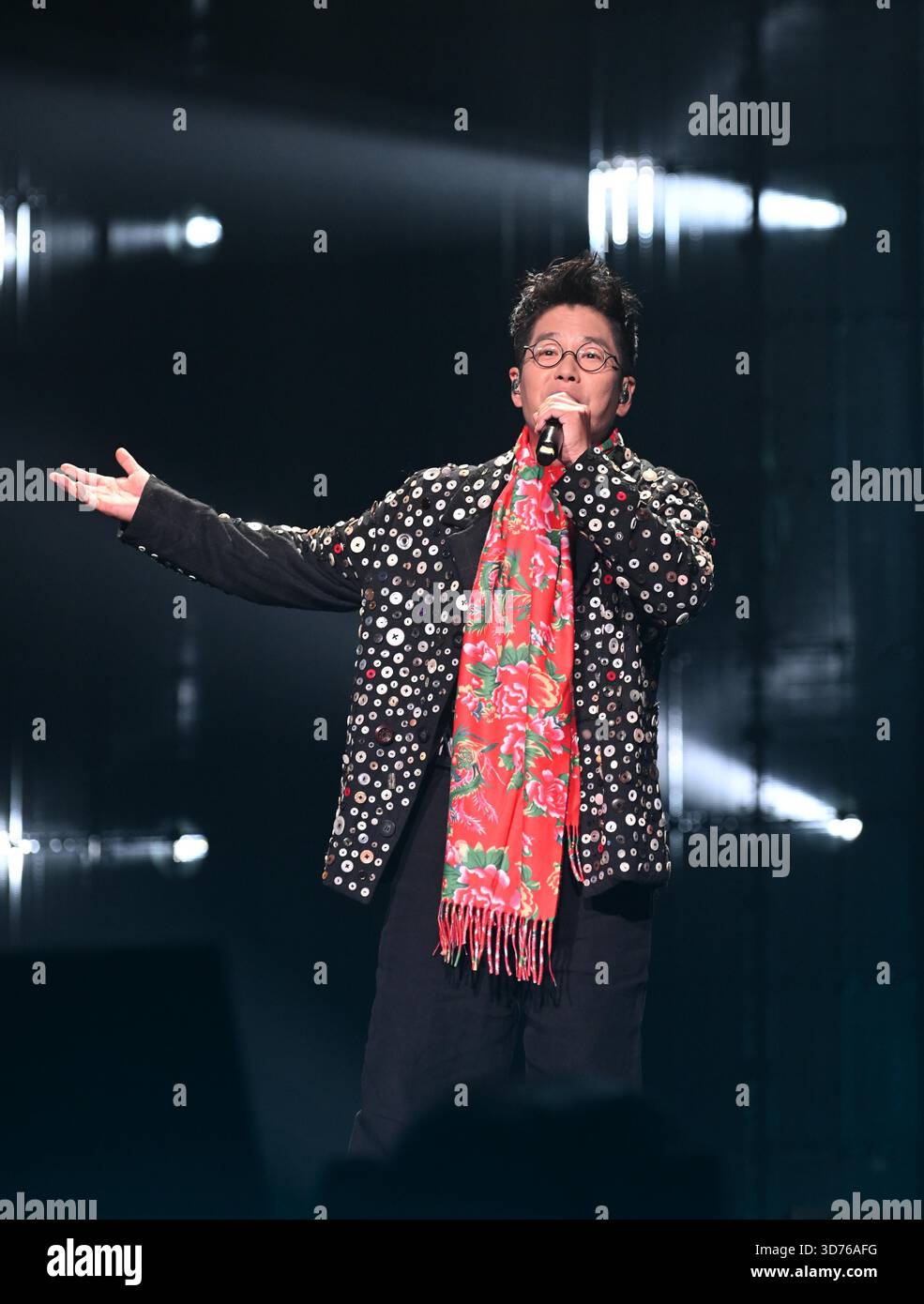 Hong Kong singer and actor Jordan Chan holds a concert in Shenyang City ...