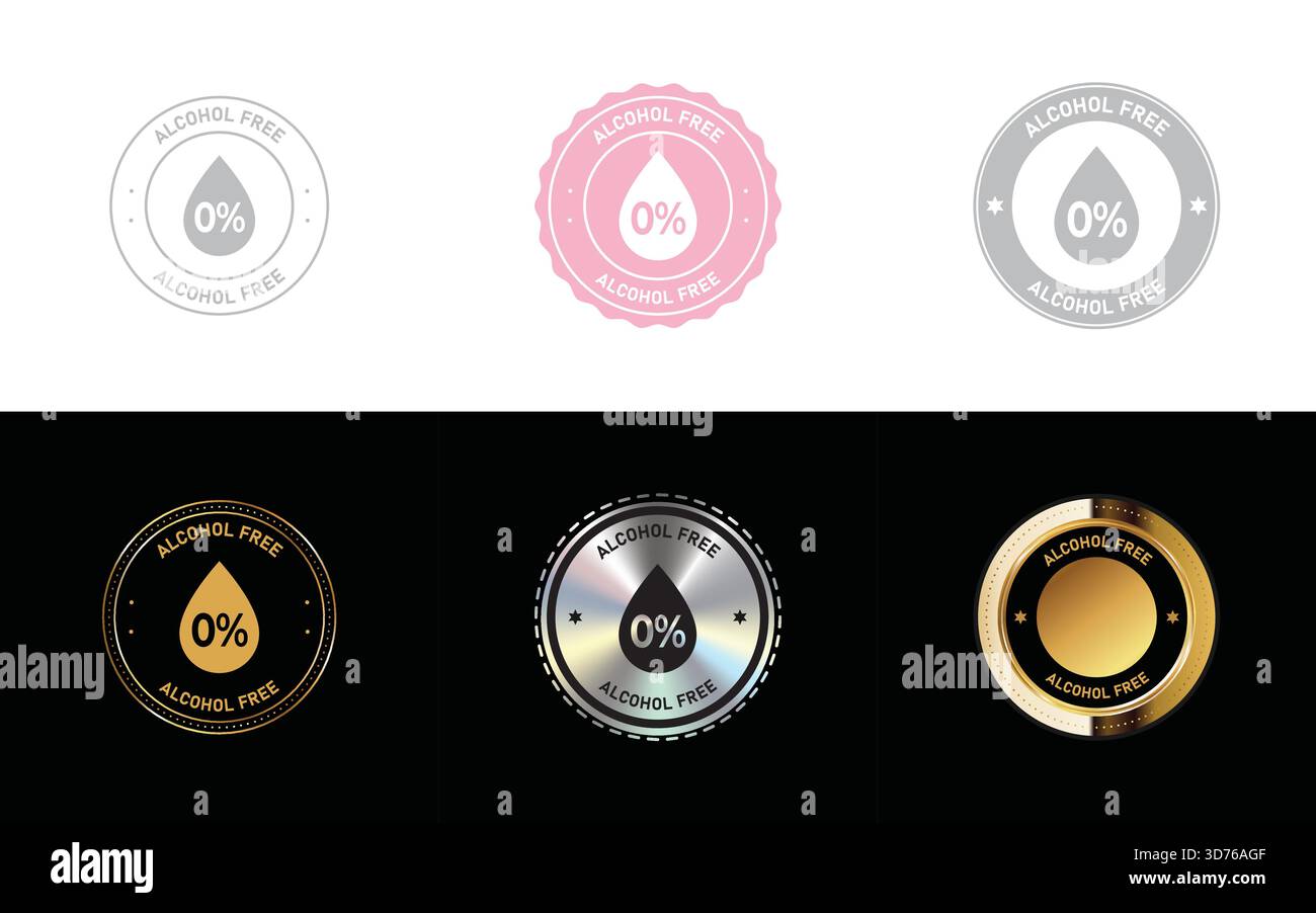 Alcohol Free logo. Icon, Stamp, Badge, Seal and Symbol vector Stock ...