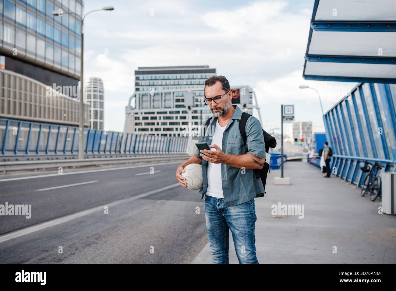 Bearded man backpack training hi-res stock photography and images - Alamy