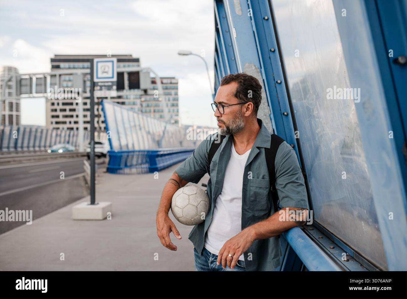 Bearded man backpack training hi-res stock photography and images - Alamy