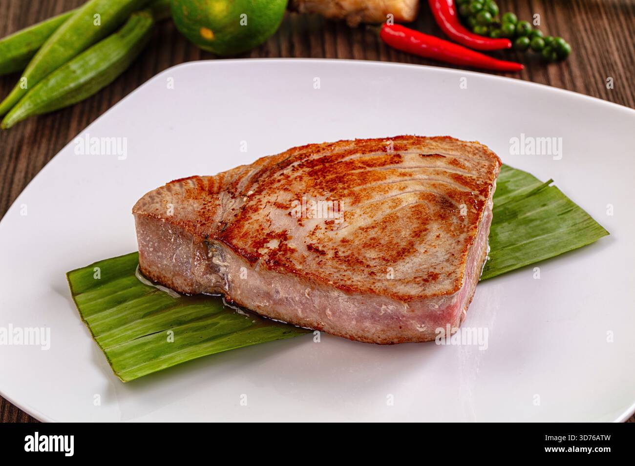 Gourmet fresh roasted tuna fish steak Stock Photo - Alamy