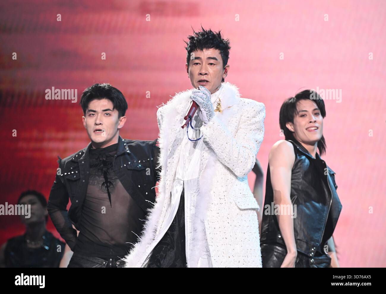 Hong Kong singer and actor Jordan Chan holds a concert in Shenyang City ...