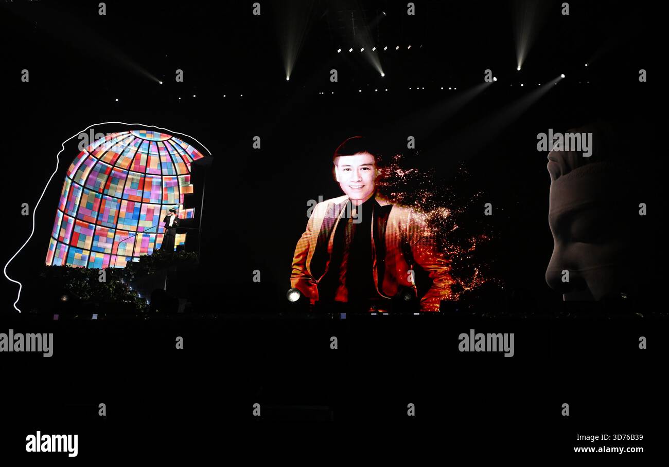Hong Kong singer and actor Jordan Chan holds a concert in Shenyang City ...