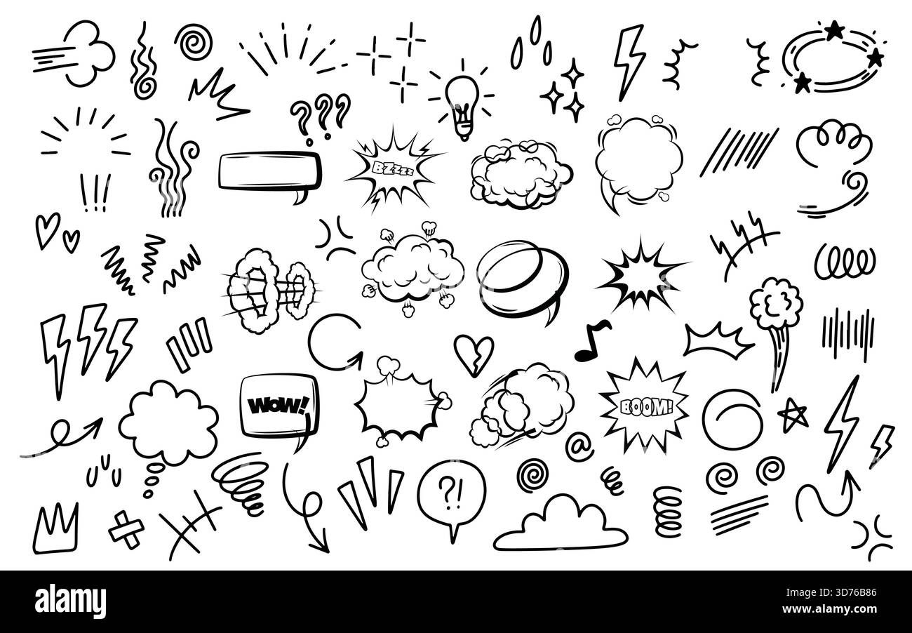 Comic burst explosion vector, comic boom elements, speech bubbles, speed lines, motion lines in ...