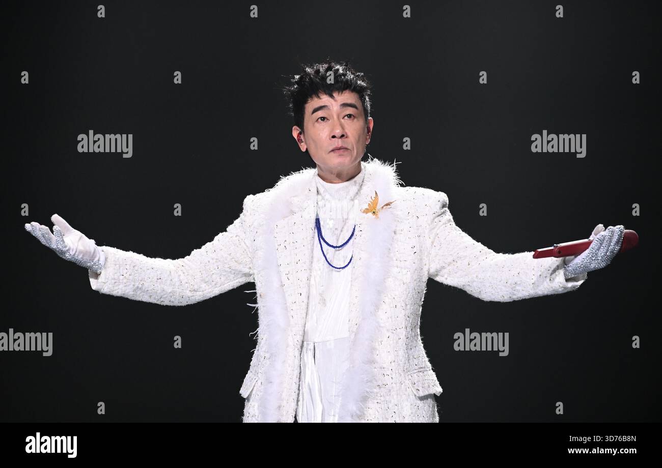 Hong Kong singer and actor Jordan Chan holds a concert in Shenyang City ...