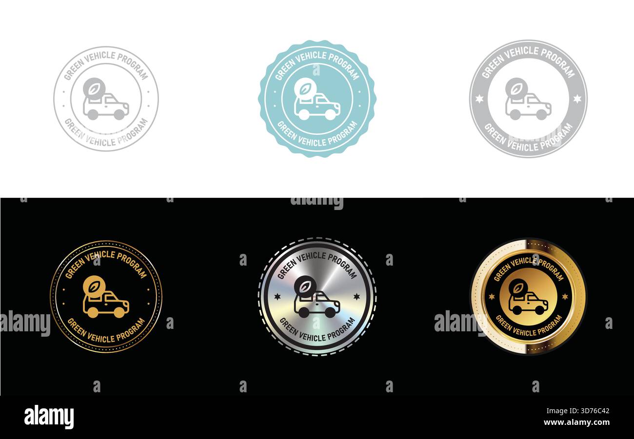 Green Vehicle Program icon, stamp, seal, symbol and logo in minimal ...