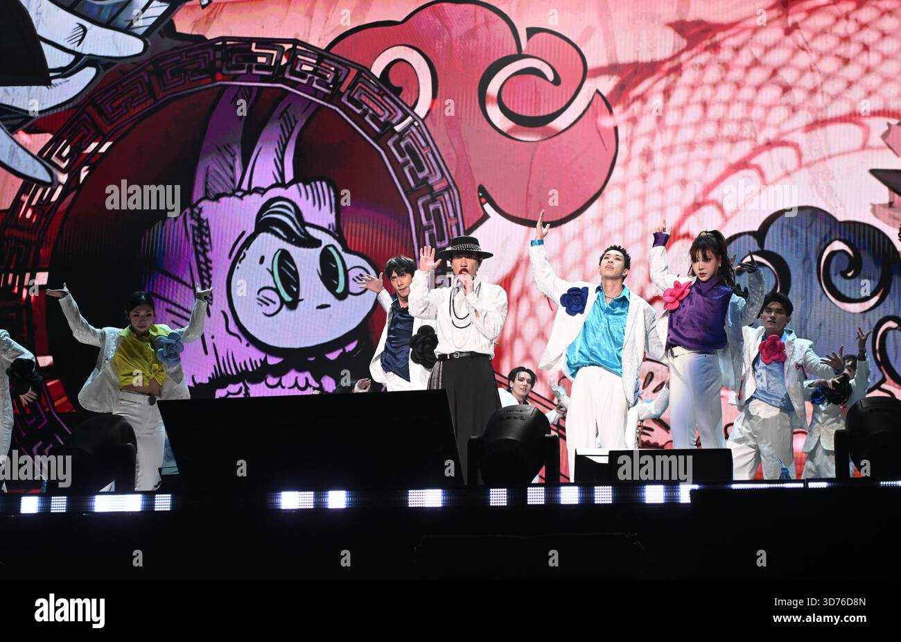 Hong Kong singer and actor Jordan Chan holds a concert in Shenyang City ...